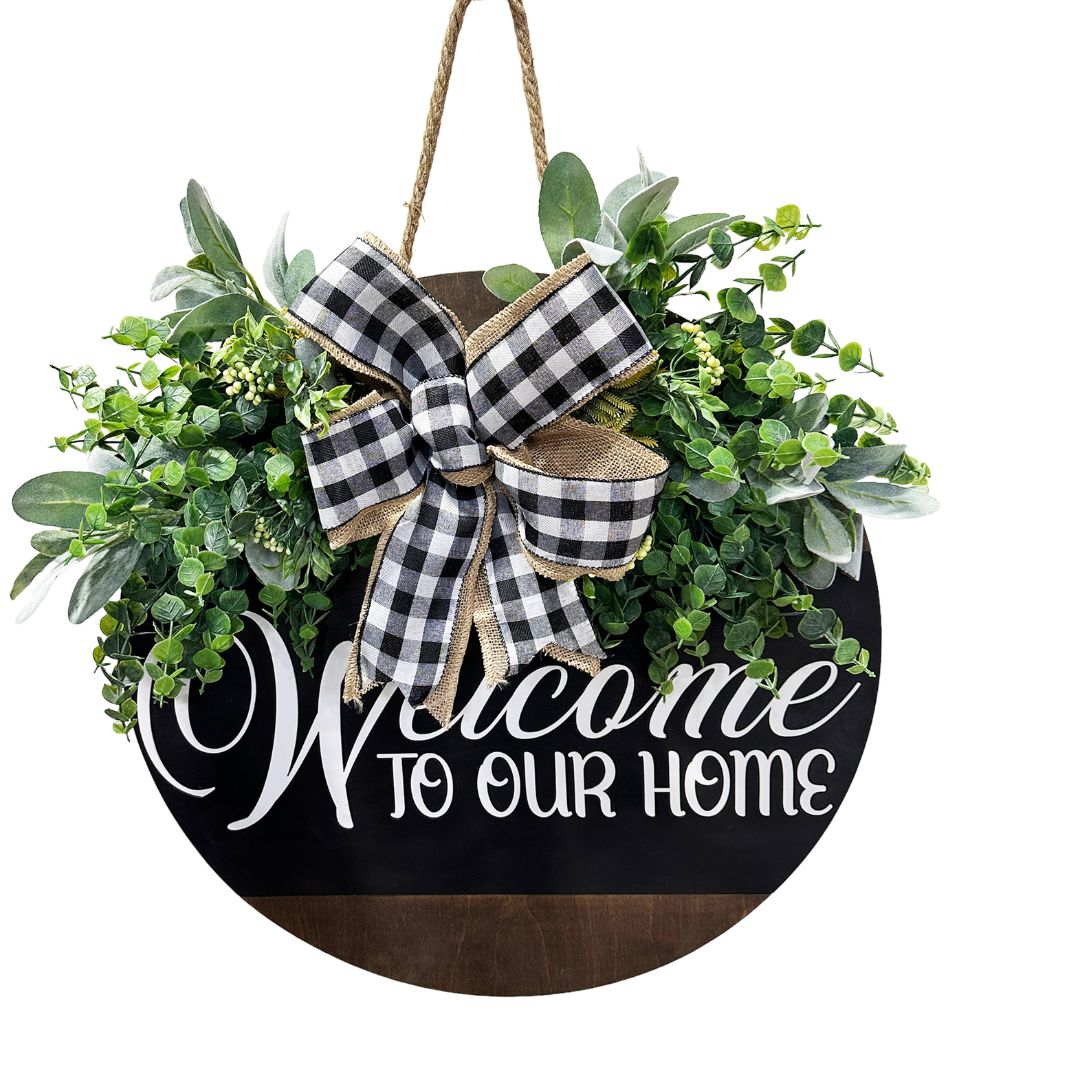 3D Layered Wood 16 inch Front Door Wreath Welcome Sign Welcome To Our ...