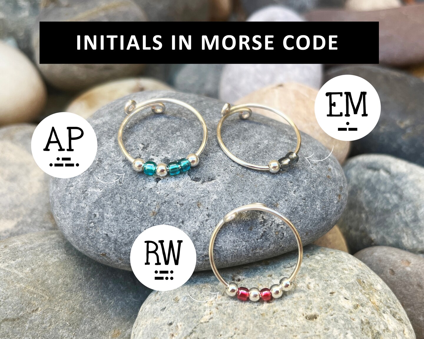 Morse code fidget ring, initials, sterling silver anxiety rings, rings ...