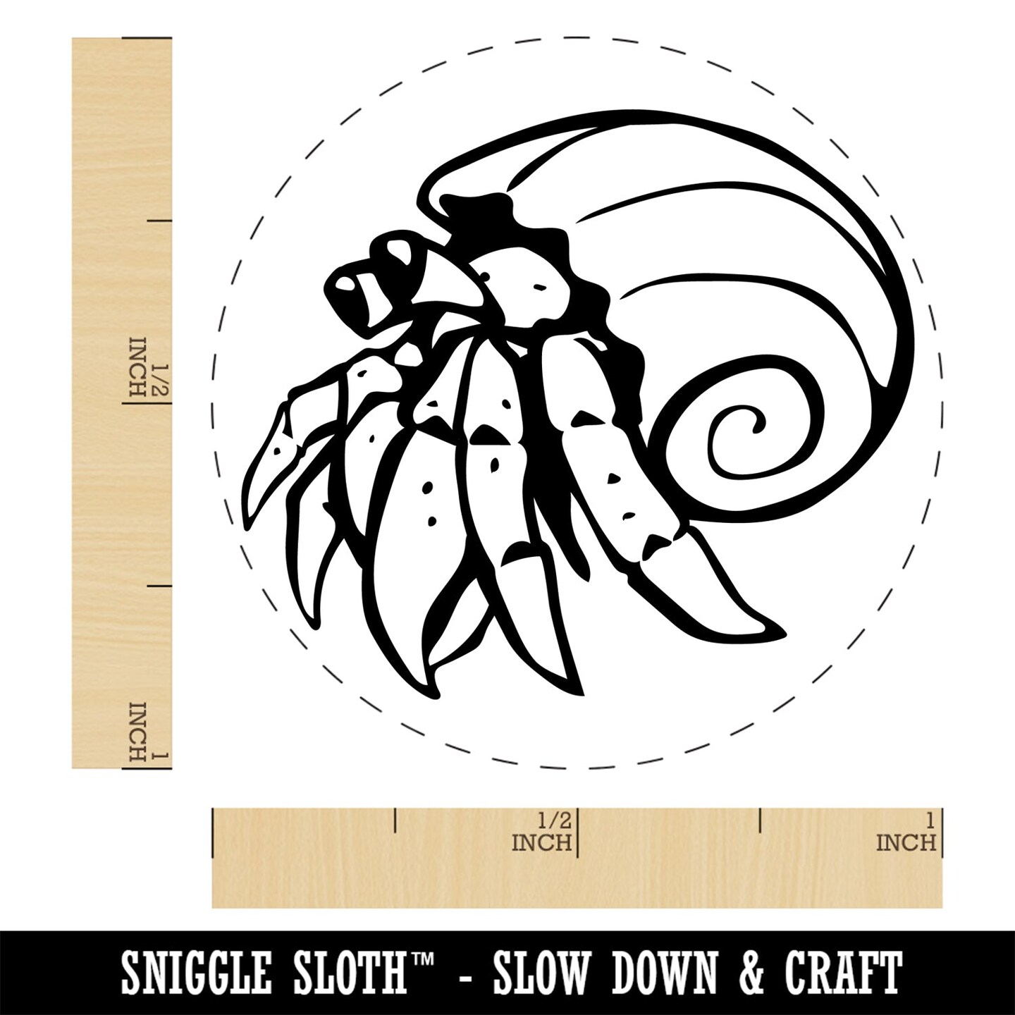 Hermit Crab Spiral Shell Crustacean Self-Inking Rubber Stamp Ink ...
