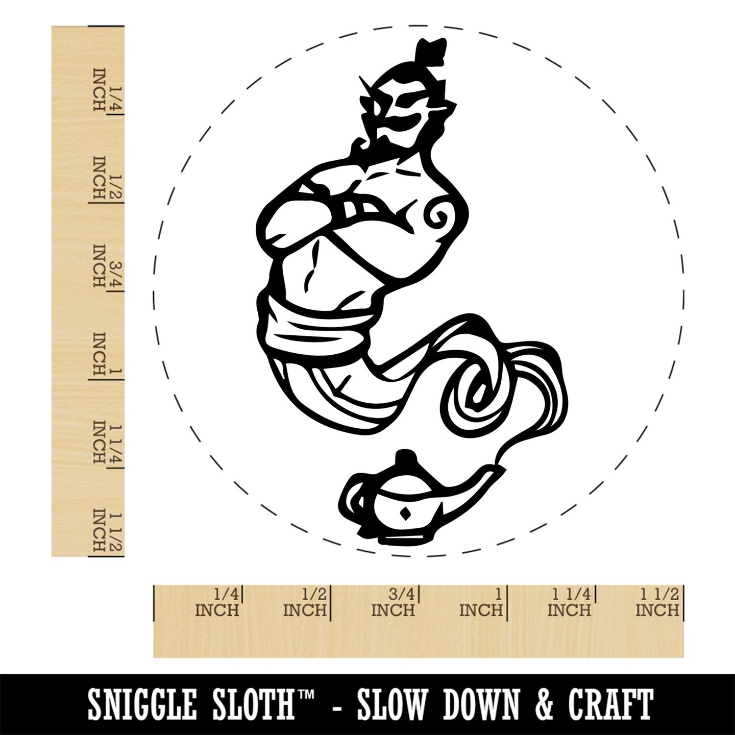 Djinn Jinn Genie Magical Lamp Self-Inking Rubber Stamp Ink Stamper for ...
