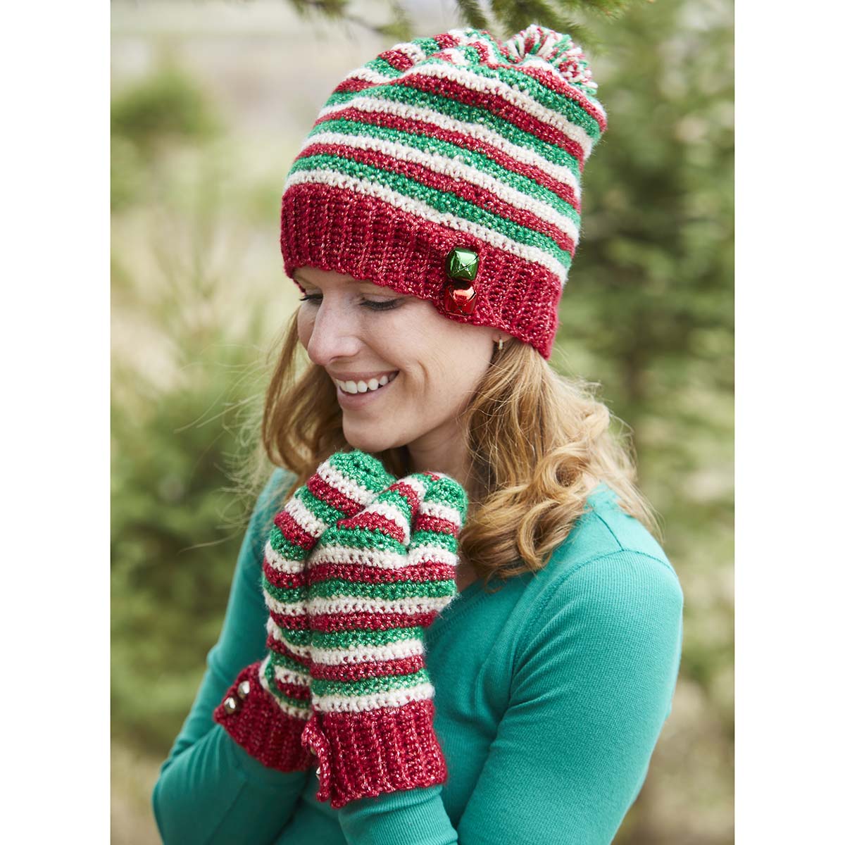 Soho Jingle Bell Hat & Mittens Set Crochet Kit | Michaels