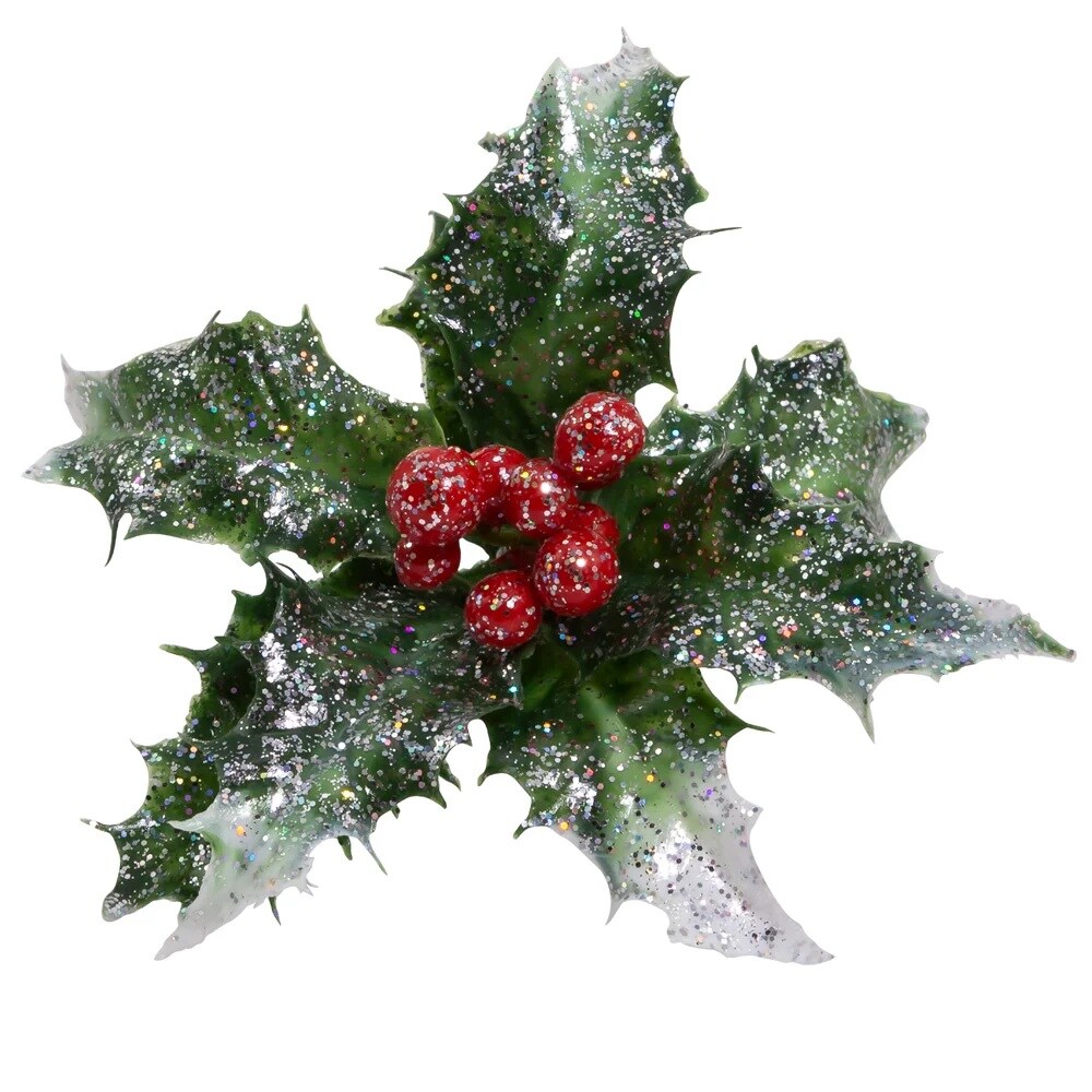 KSA Pack of 72 Glittered Holly Artificial Christmas Pick 7" | Michaels