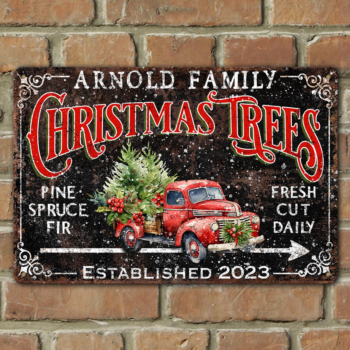 Personalized Custom Christmas Tree Farm Metal Sign Decoration Modern ...