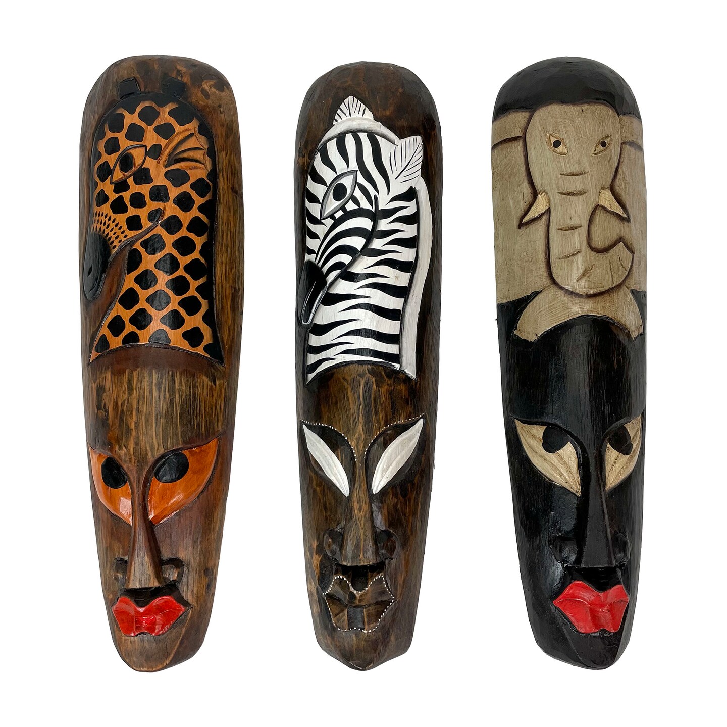 Set Of 3 African Wildlife Wooden Wall Masks | Michaels