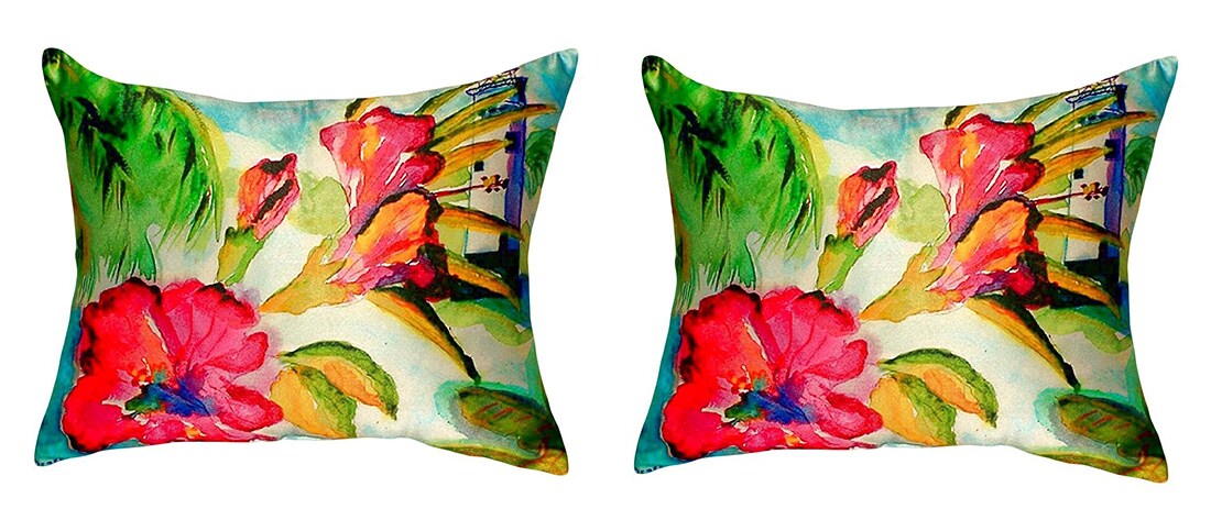 Pair of Betsy Drake Lighthouse and Florals No Cord Pillows 16 Inch X 20 ...