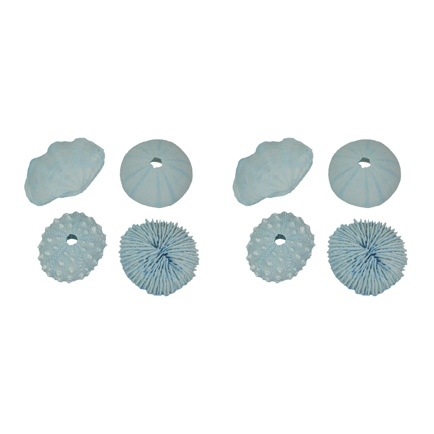 Set of 8 Pale Blue Resin Clam and Sea Urchin Shell Decorative Accent ...
