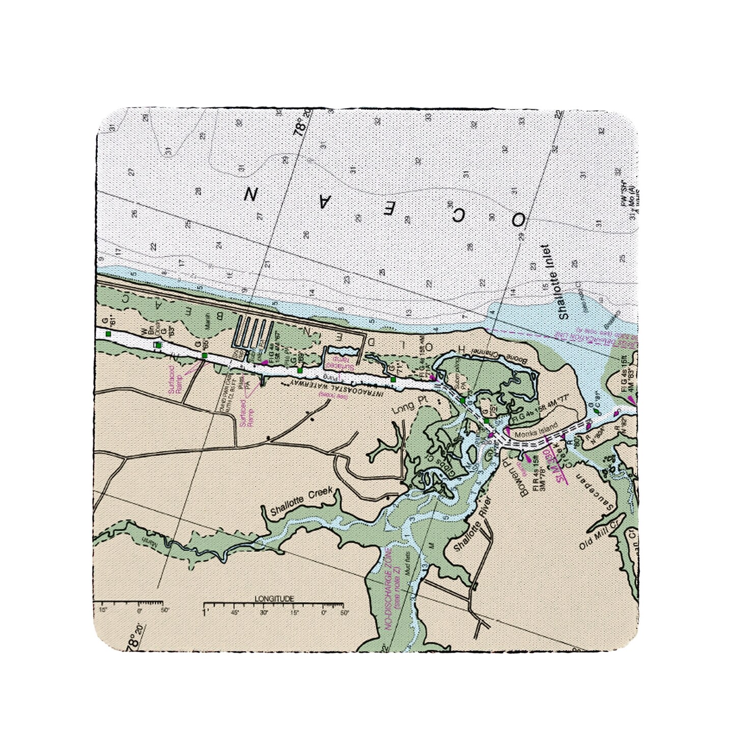 Betsy Drake Holden Beach, NC Nautical Map Coaster Set of 4 | Michaels