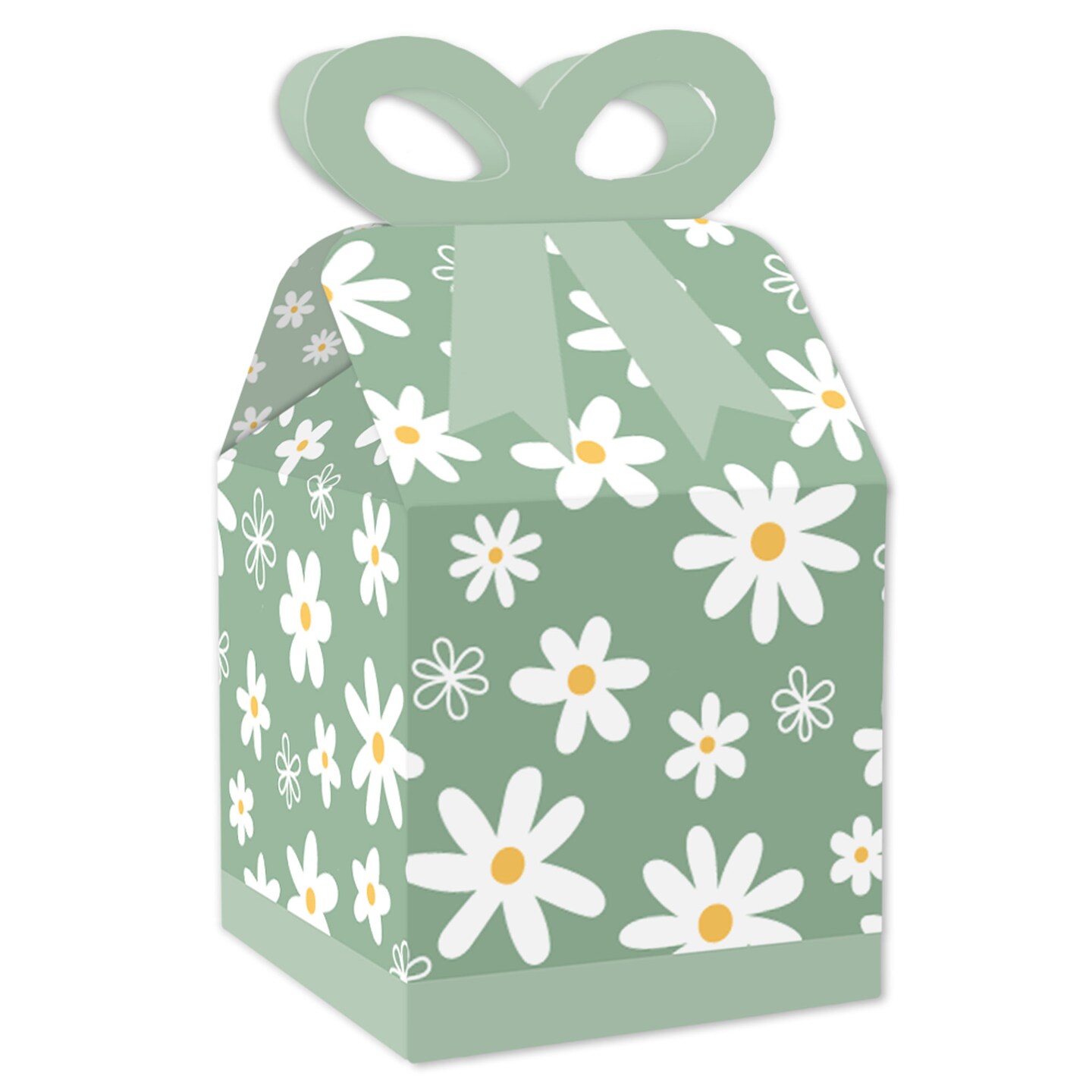 Big Dot of Happiness Sage Green Daisy Flowers - Square Favor Gift Boxes ...