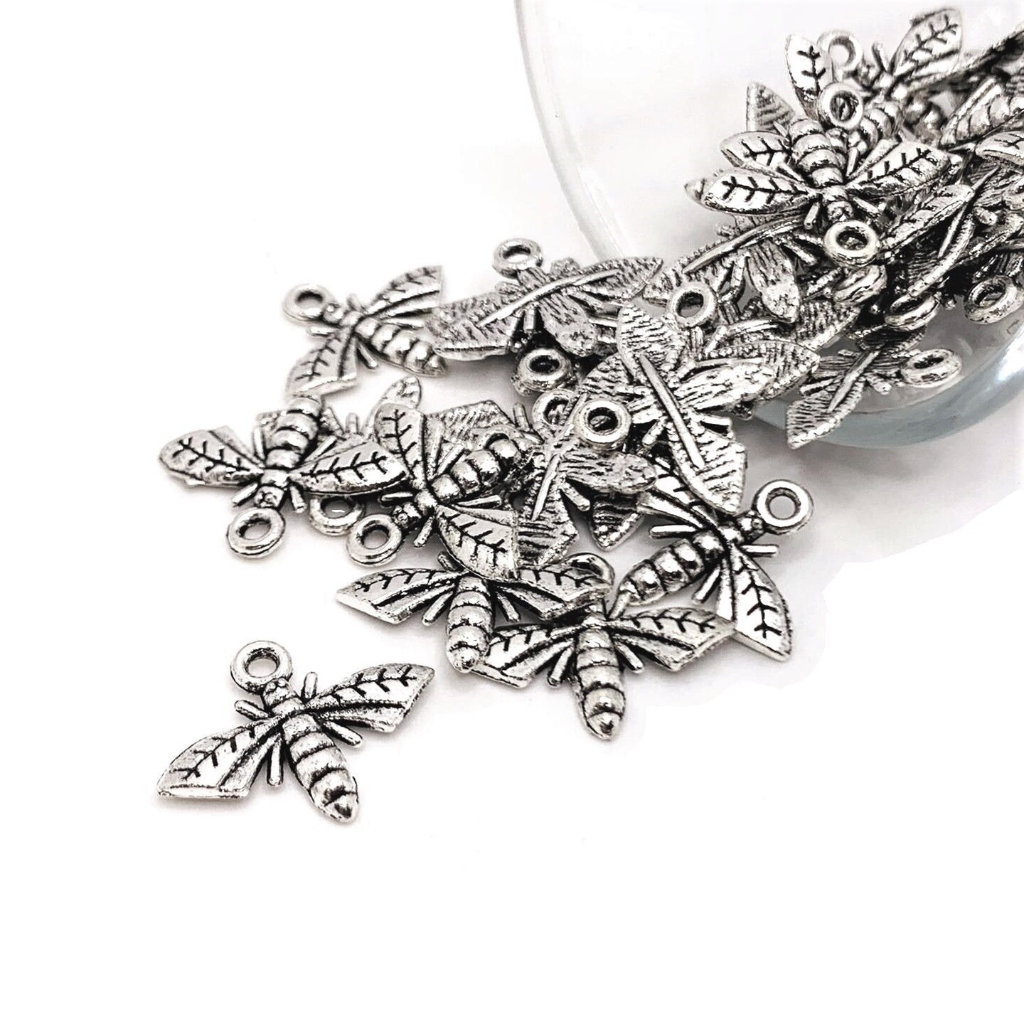 4, 20 or 50 Pieces: Small Silver Moth Bug Charms | Michaels