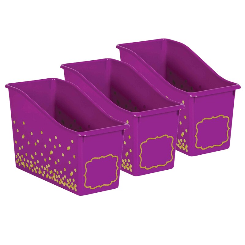 Purple Confetti Plastic Book Bin, Pack of 3 | Michaels