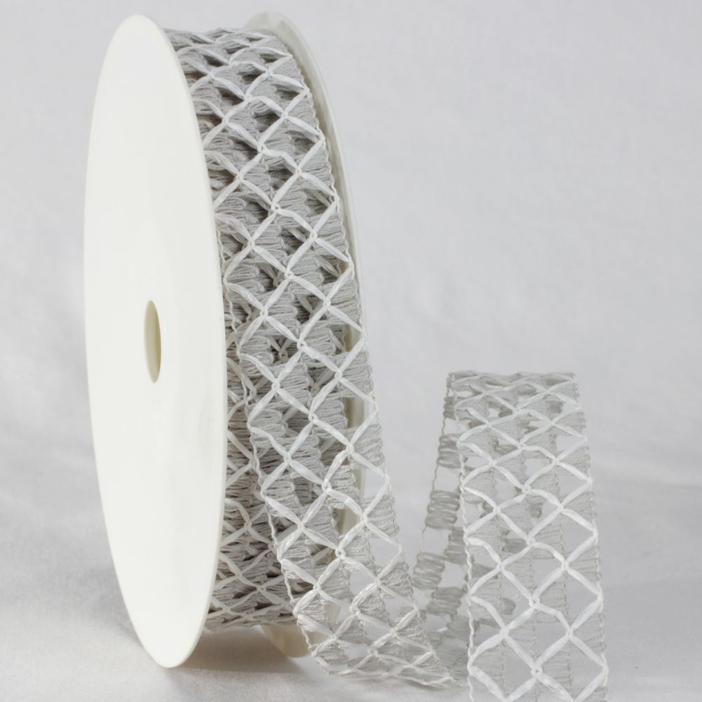 The Ribbon People Gray and White Basket Weave Patterned Ribbon 1.2" x ...