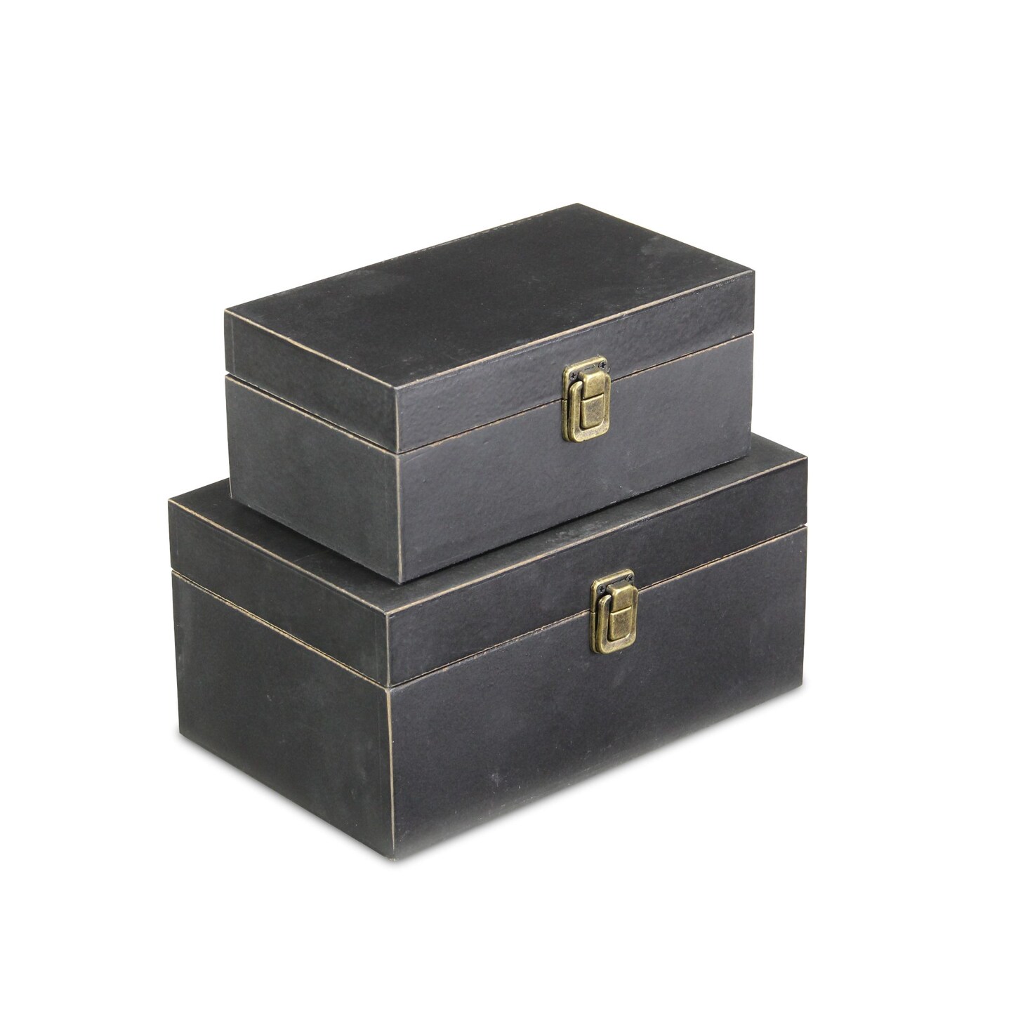 Contemporary Home Living Set of 2 Black and Gold Distressed Storage ...
