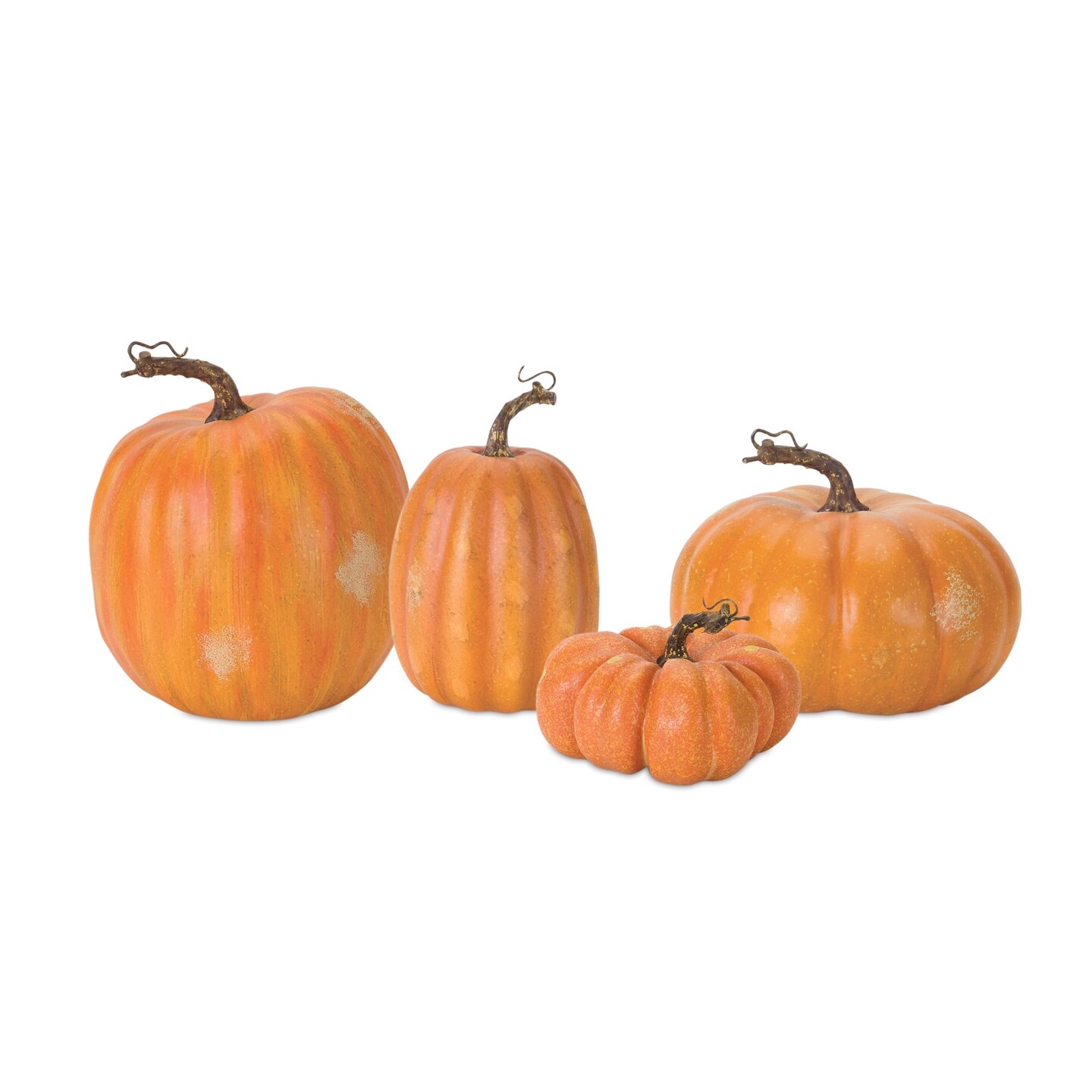 Contemporary Home Living Set of 4 Orange Pumpkins Artificial Autumn ...