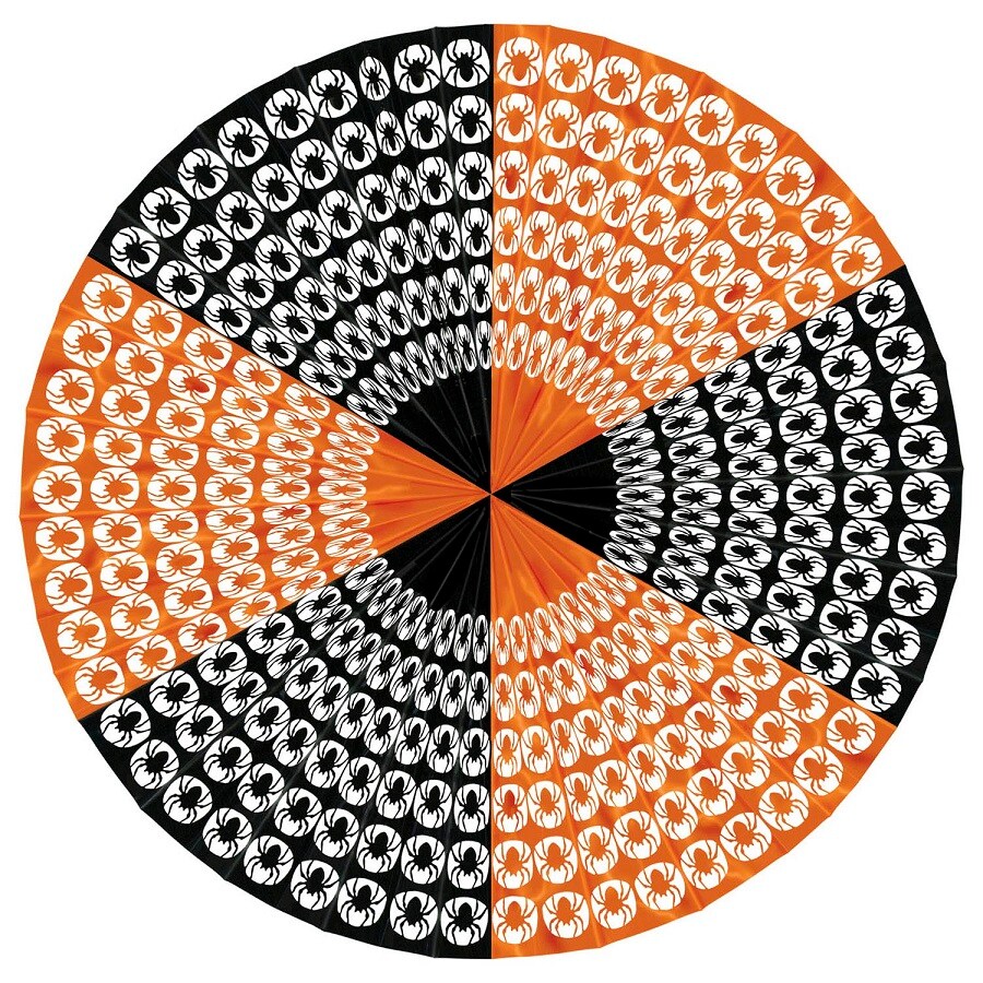 Beistle Pack of 4 Halloween Orange and Black Spider Hanging Tissue Fan ...