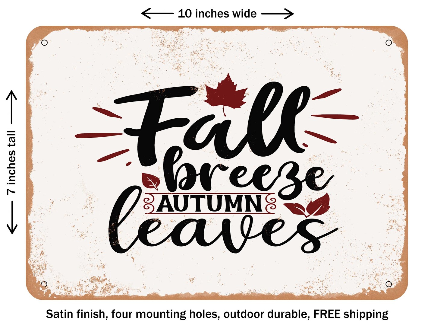 DECORATIVE METAL SIGN - Fall Breeze Autumn Leaves - Vintage Rusty Look ...