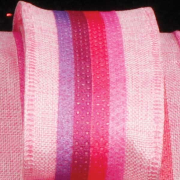The Ribbon People Blush Pink and Purple Wired Craft Ribbon with Stripes ...