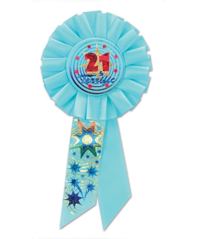 Beistle Pack of 6 Blue "21 Terrific" Birthday Party Celebration Rosette ...