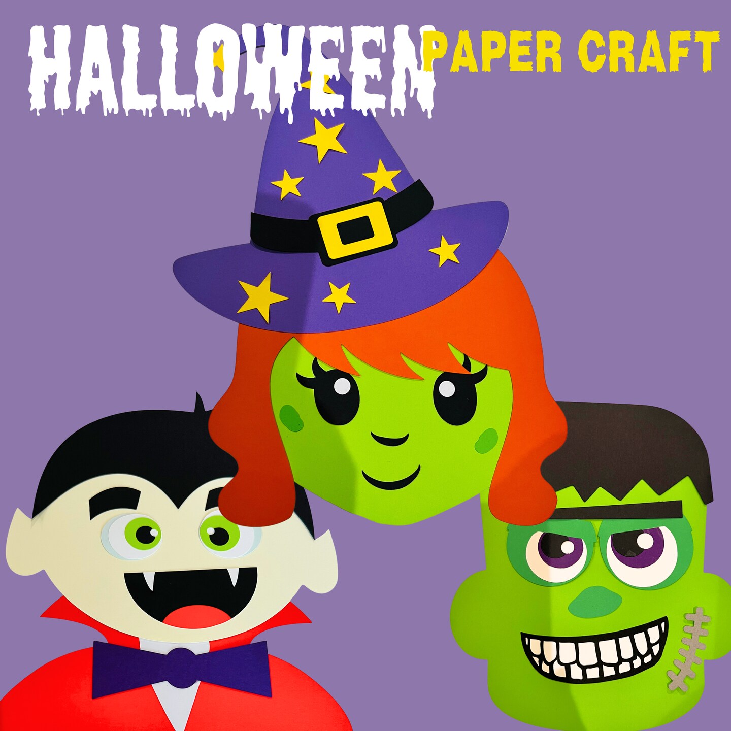 FRANKENSTEIN , WITCH, Vampire Paper craft kit for kids| Halloween Paper ...
