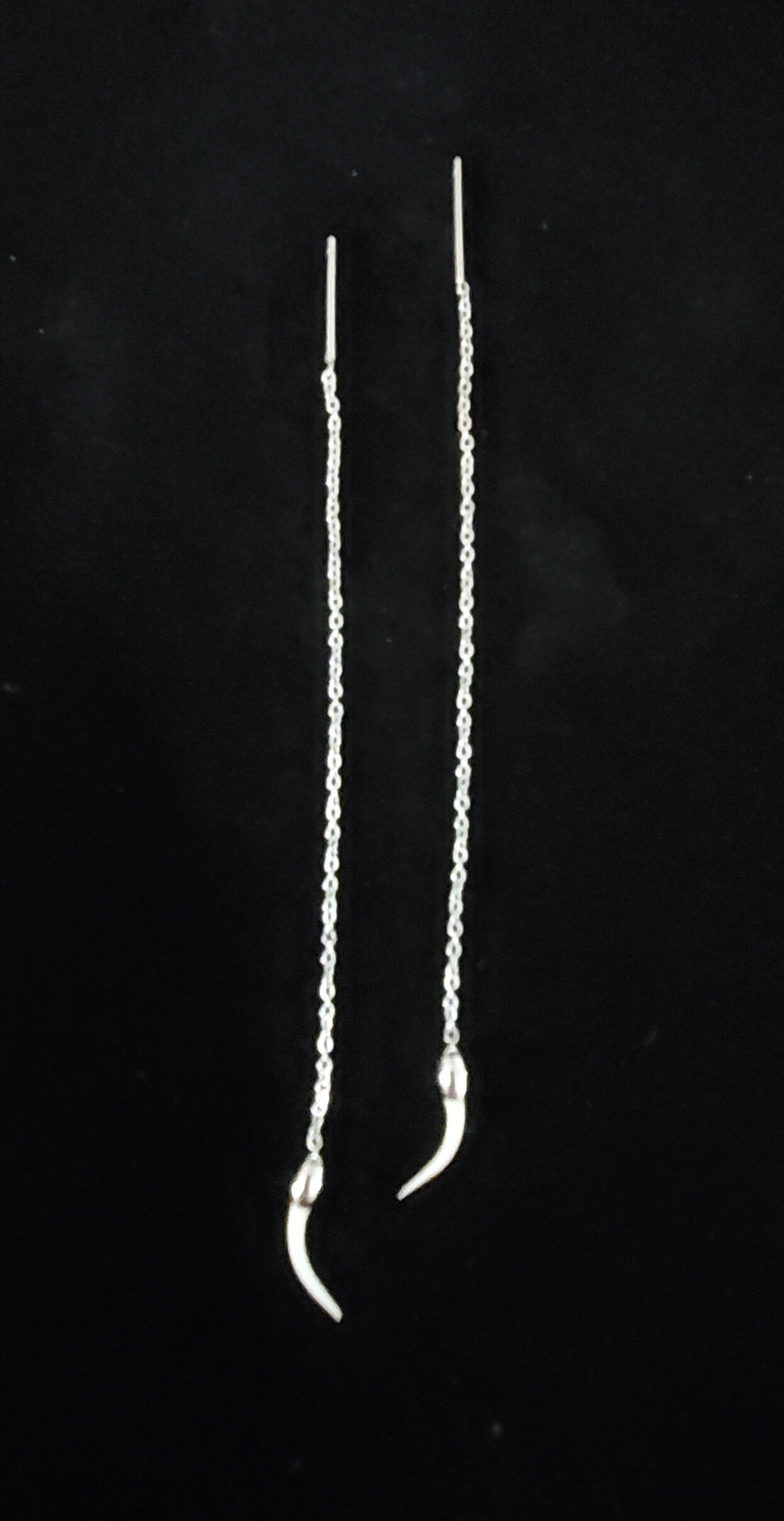 Genuine Rattlesnake Fangs on 3" Stainless Steel Ear Threads ...