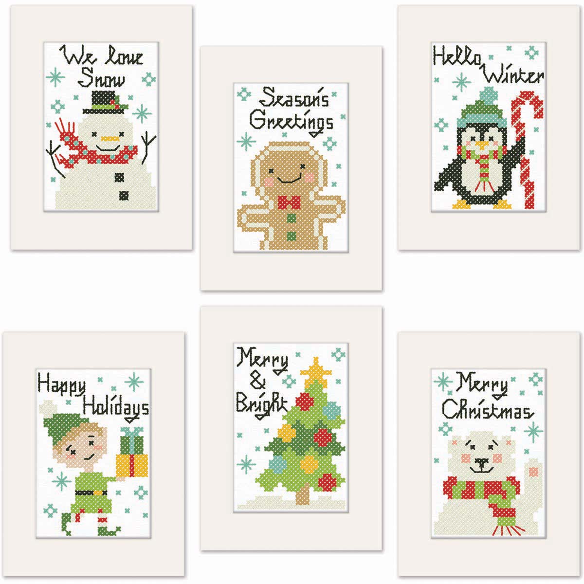 Herrschners Winter Festivities Greeting Cards Stamped Cross-Stitch Kit ...