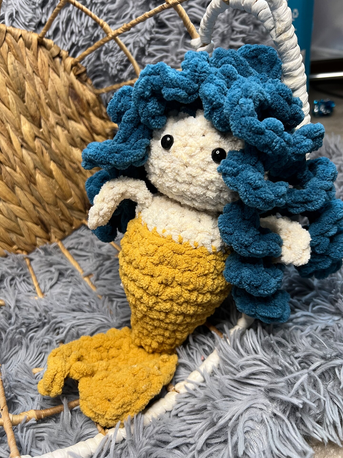 Blue Hair Mermaid, mermaid stuffy, plush mermaid, crochet stuffed ...