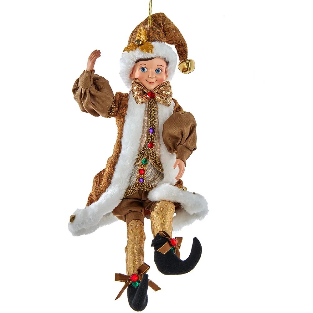 KSA 15.25" Brown and White Fortune and Gold Elf Christmas Ornaments ...