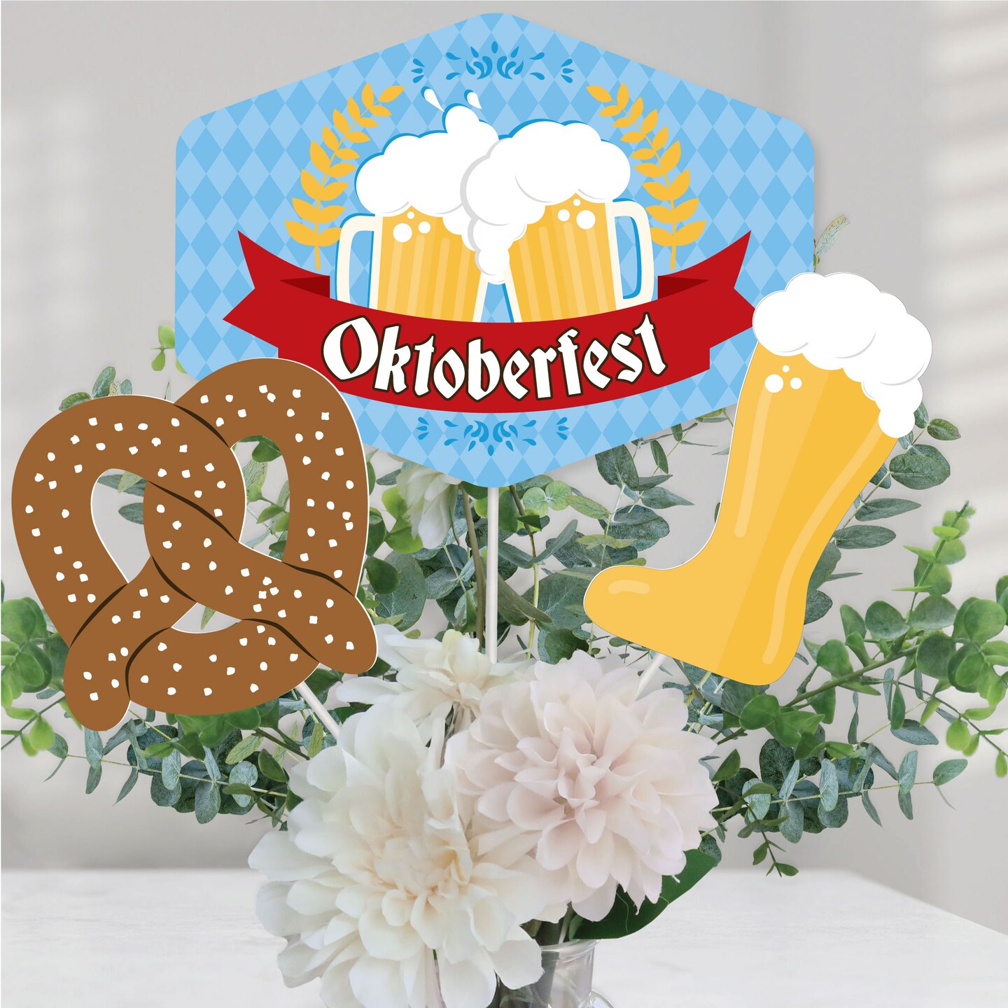 Big Dot of Happiness Oktoberfest - Beer Festival Centerpiece Sticks ...