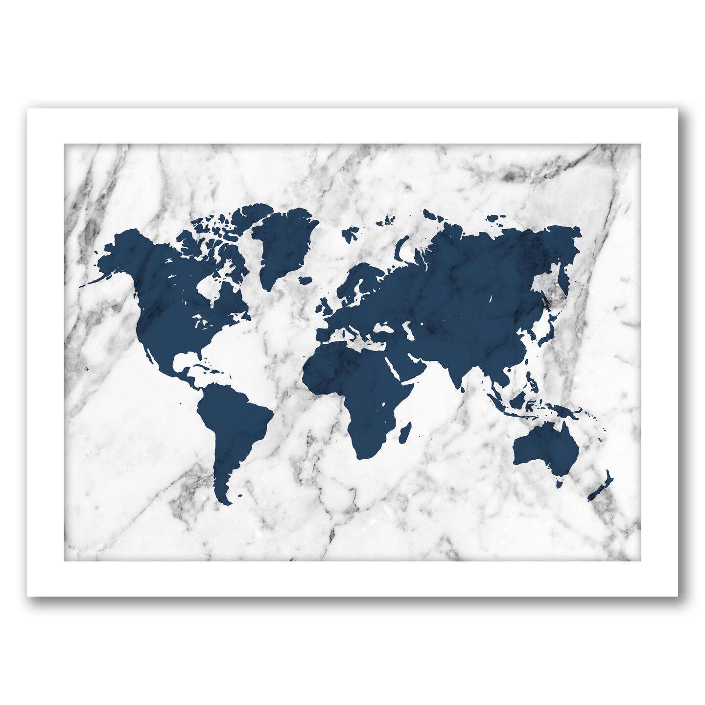 Marble World Map (Navy) by Samantha Ranlet Frame | Michaels