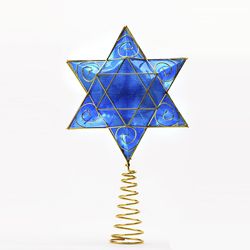 CC Christmas Decor Blue and Gold Colored Hanukkah Star LED Tree Topper ...