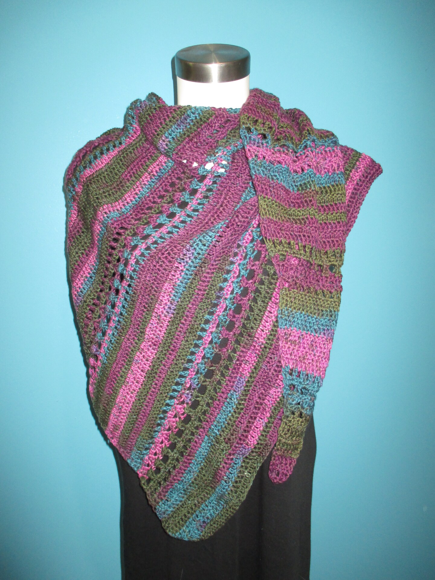 Crochet Triangle Shawl in a Dark Rainbow of Colors | MakerPlace by Michaels