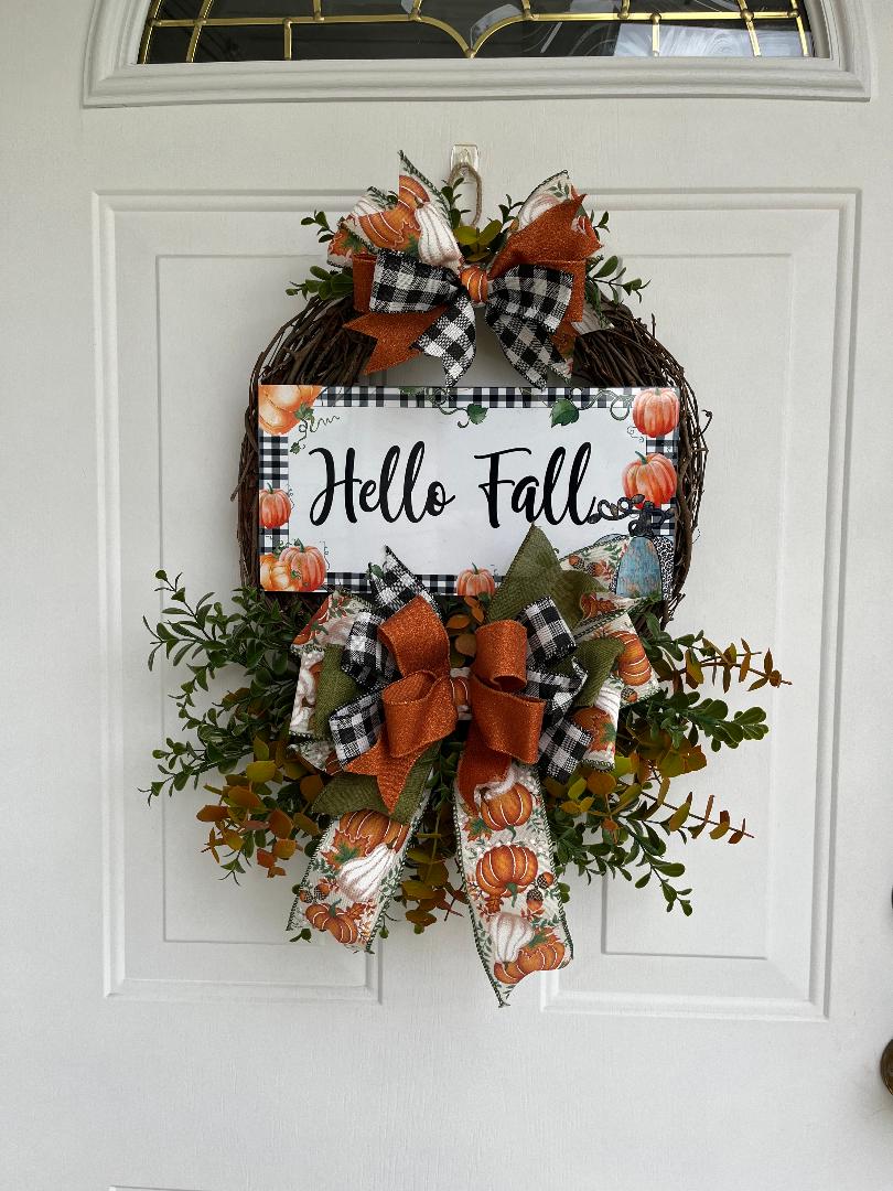 Fall door wreath, autumn wreath for door, fall decoration, fall floral ...