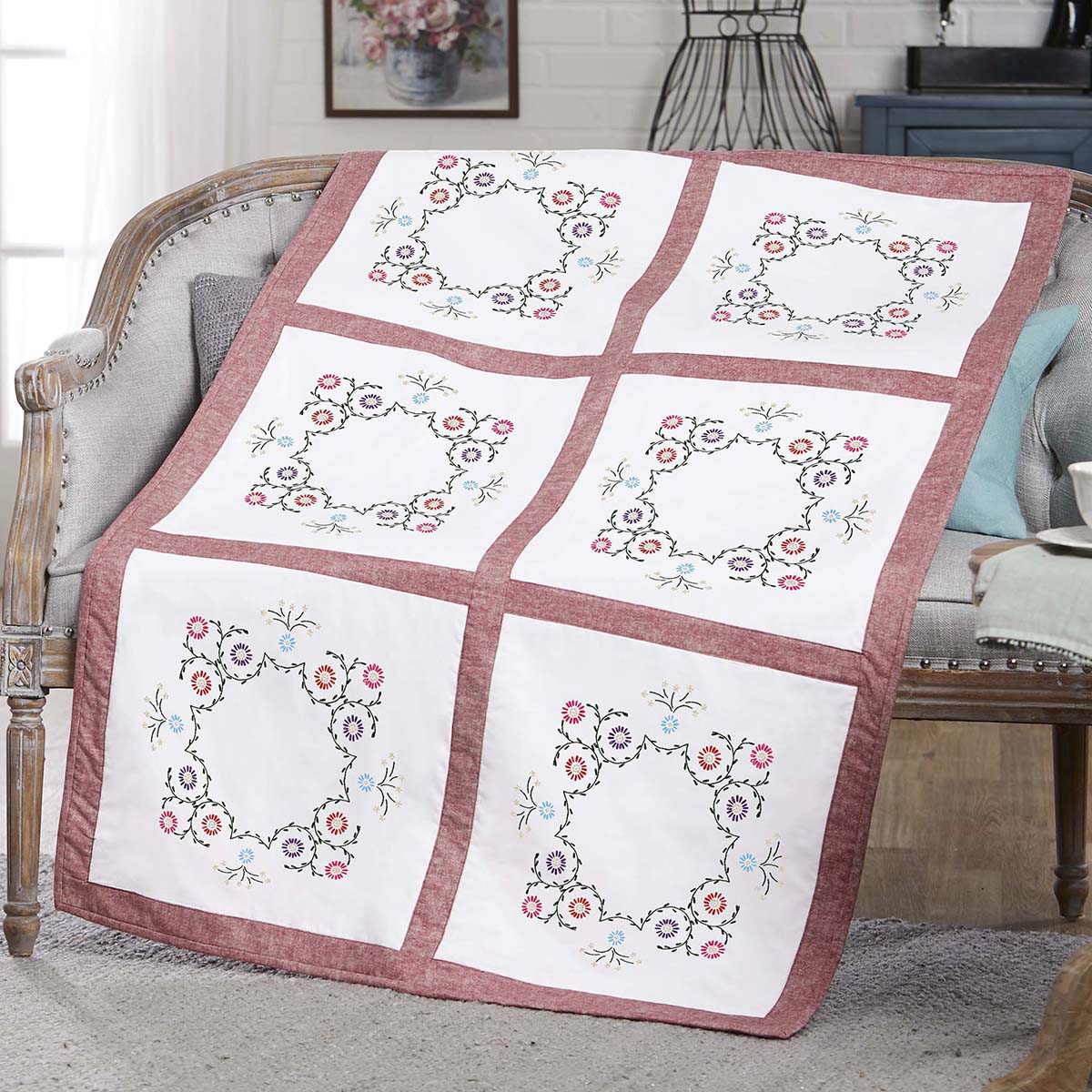 Herrschners Flora Quilt Blocks Stamped Embroidery | Michaels