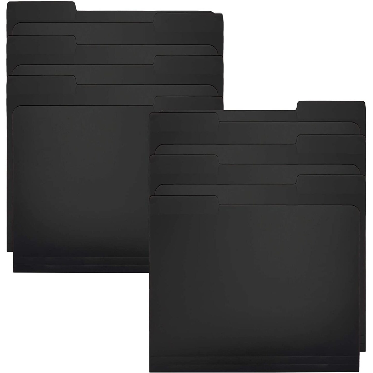 12 Pack Black File Folders - 3 Tab, 1/3 Cut File Folders Letter Size ...