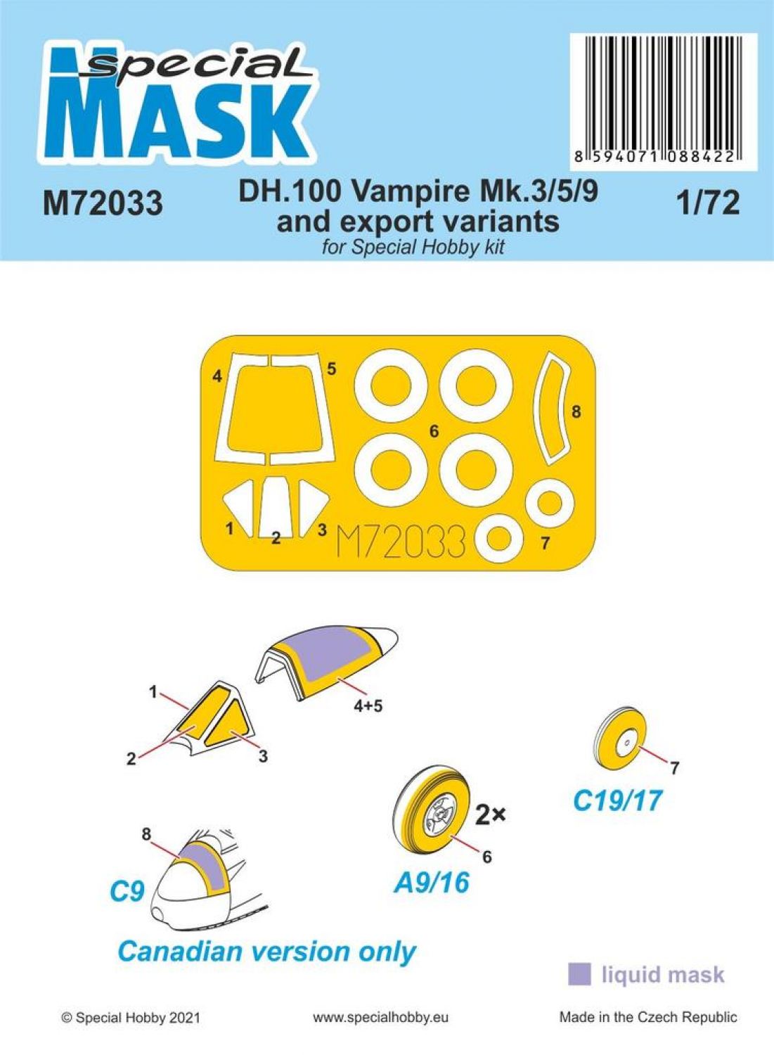 Special Hobby 1/72 DH.100 Vampire Mk.3/5/9 and export variants MASK ...