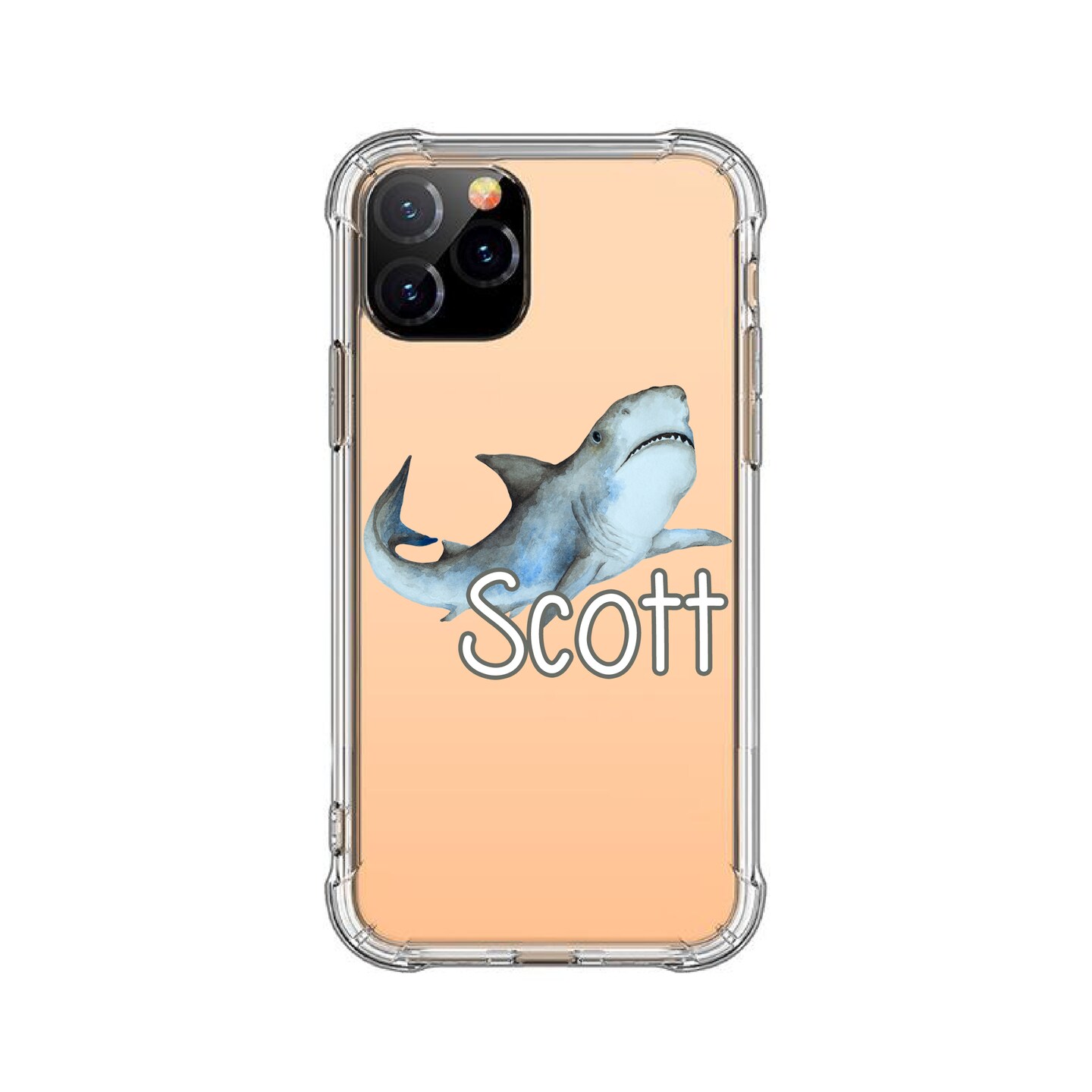Custom Design Case "Shark" with Personalized Name on Transparent Clear ...