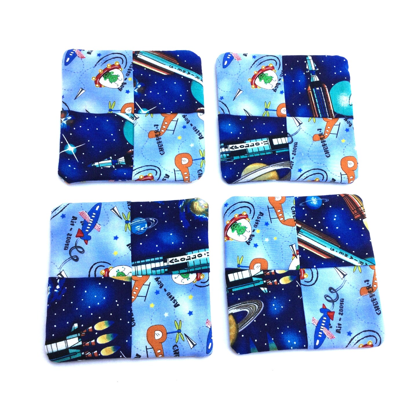 Outer Space Coaster Set, Set of 4 Coasters, Planets, Asteroids, Stars ...