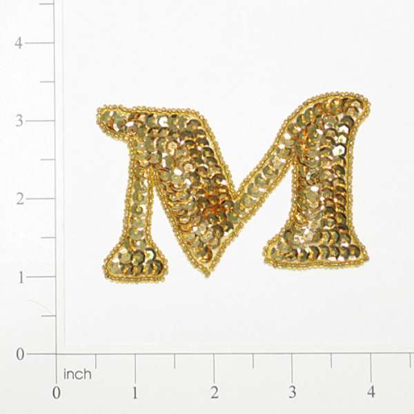 Letter M Sequin Applique/Patch, Color: Gold | Michaels