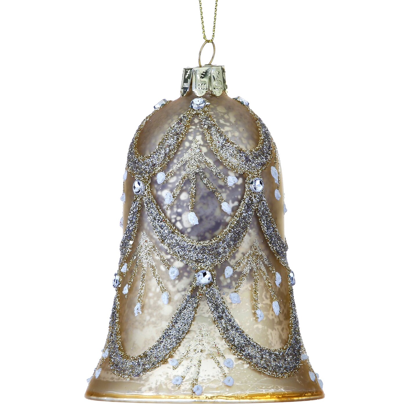 Contemporary Home Living 6ct Glittering Vintage Beaded Glass Bell ...