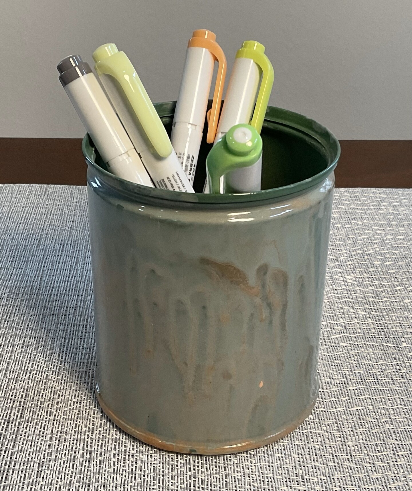 Soothing Greens and Bronze Writing Utensil Storage | MakerPlace by Michaels