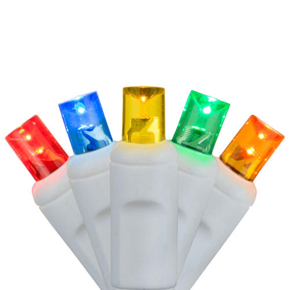 70 Multicolor 5mm LED Christmas Lights, White Wire, 4" Spacing, Color ...