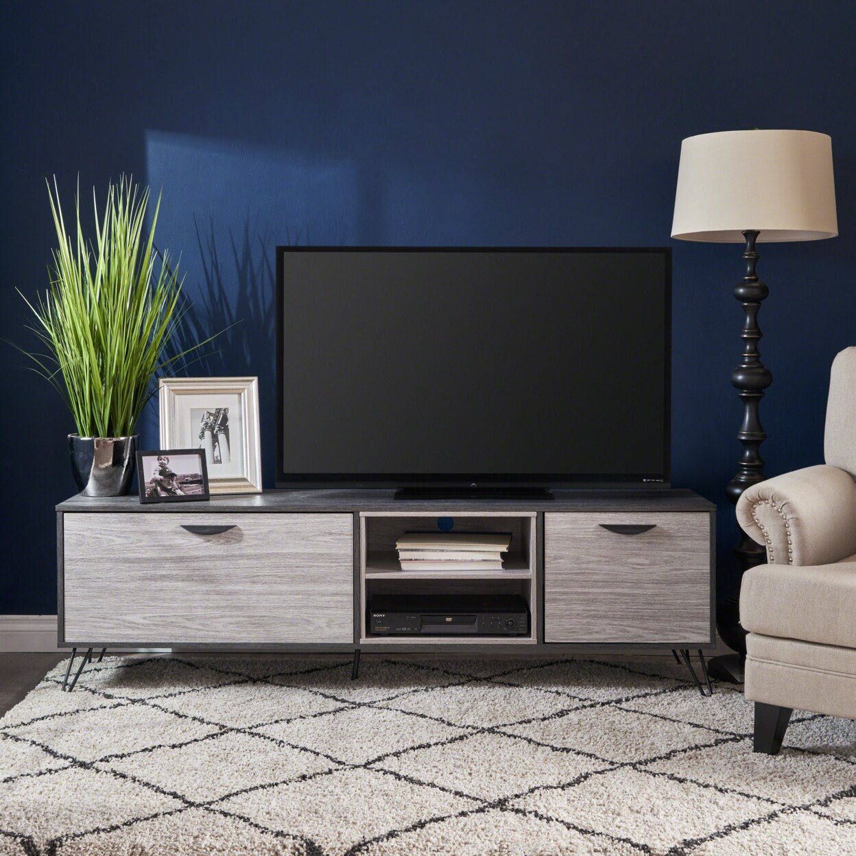 GDF Studio Isabella Mid Century Modern Two Toned Faux Wood TV Stand ...