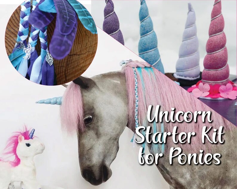 The Unicorn Starter Kit - Unicorn Horn for Pony and Braided Feather ...