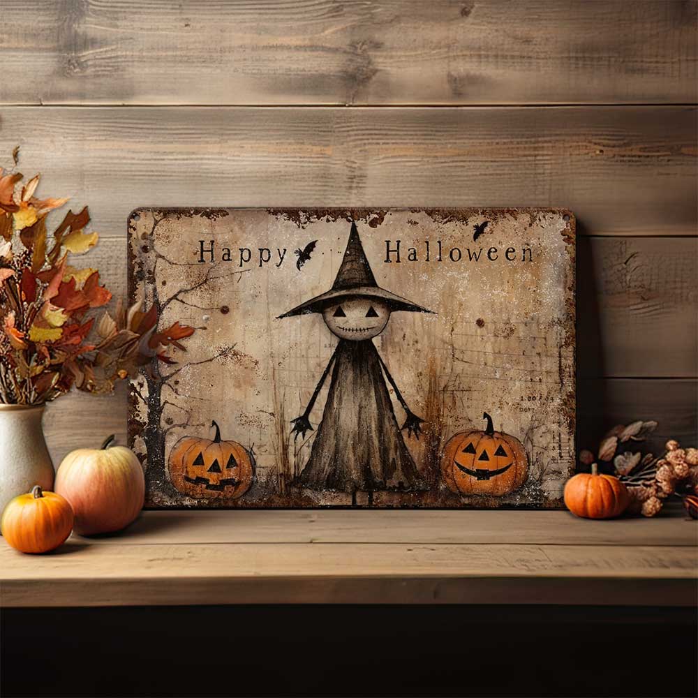Rustic Halloween Decor - Metal Sign Decoration - Antique Distressed ...