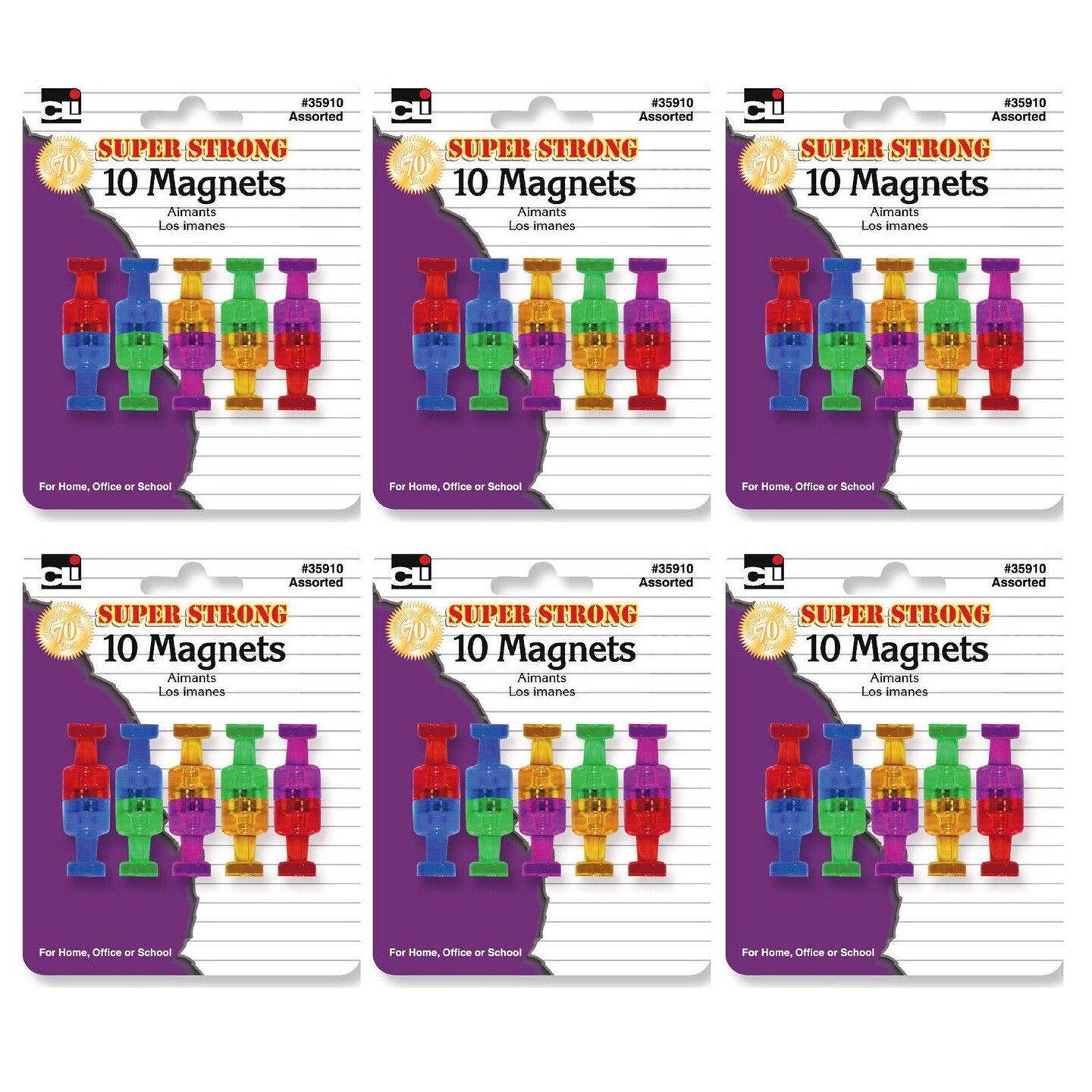 Push Pin Style Super Strong Strength Magnets, Assorted Colors, 10 Per ...