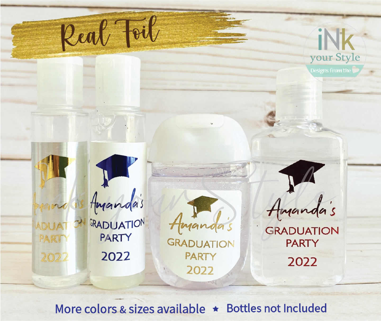 Personalized real foil graduation Hand Sanitizer Labels, Graduation ...