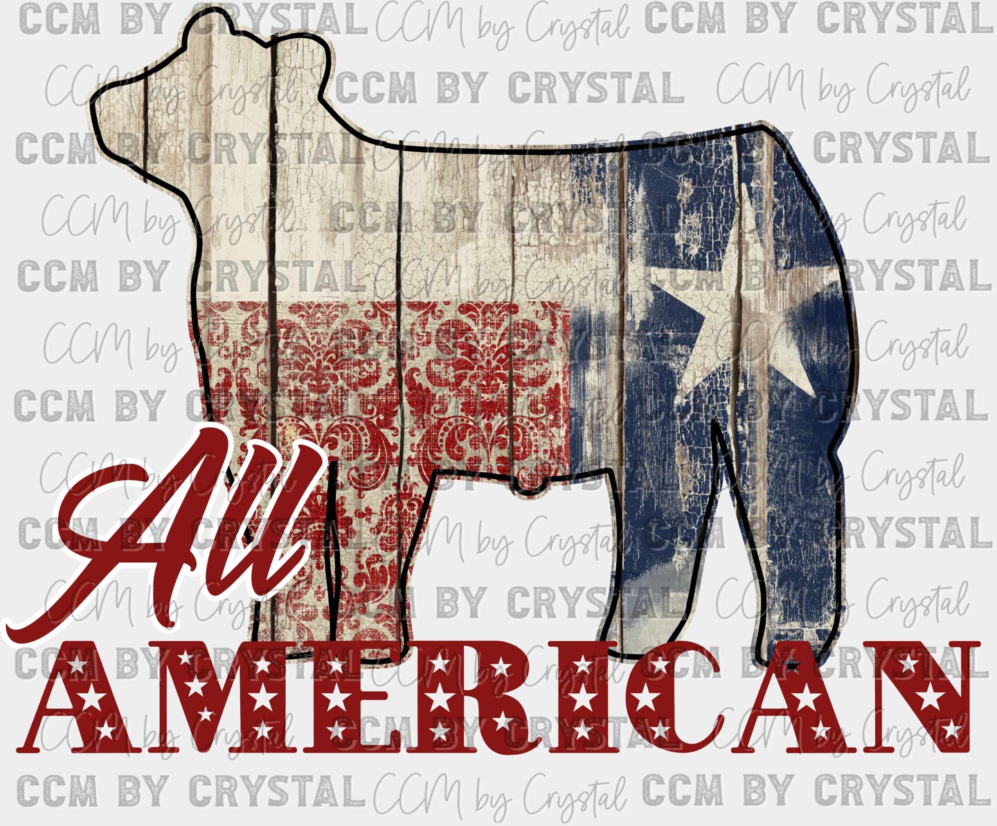 All American Cow USA Ready to Press Transfer DTF Transfer Sublimation ...