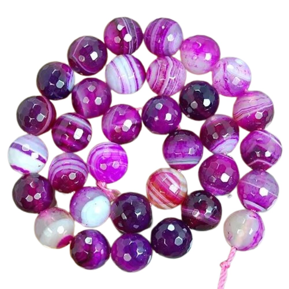 Kitcheniva Faceted Striated Agate Round Beads 15" | Michaels