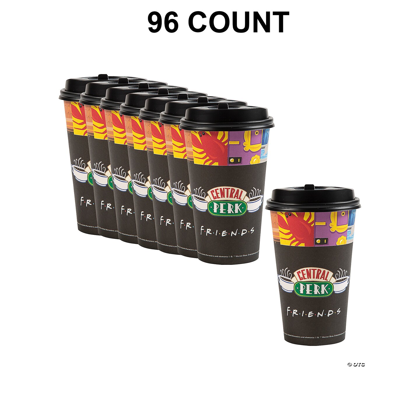 FRIENDS Central Perk Disposable Paper Coffee Cups with Lids 16 oz. Bulk ...