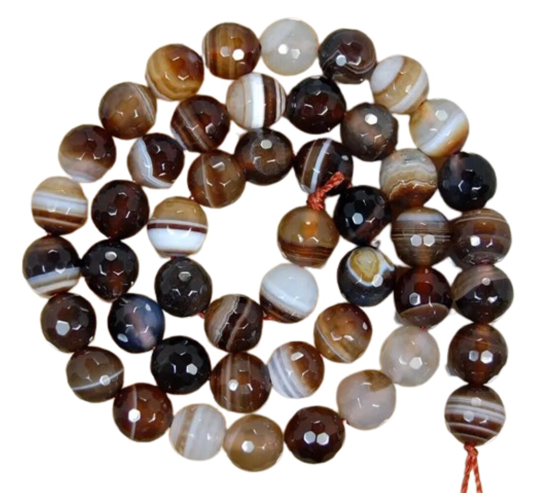 Kitcheniva Faceted Striated Agate Round Beads 15" | Michaels