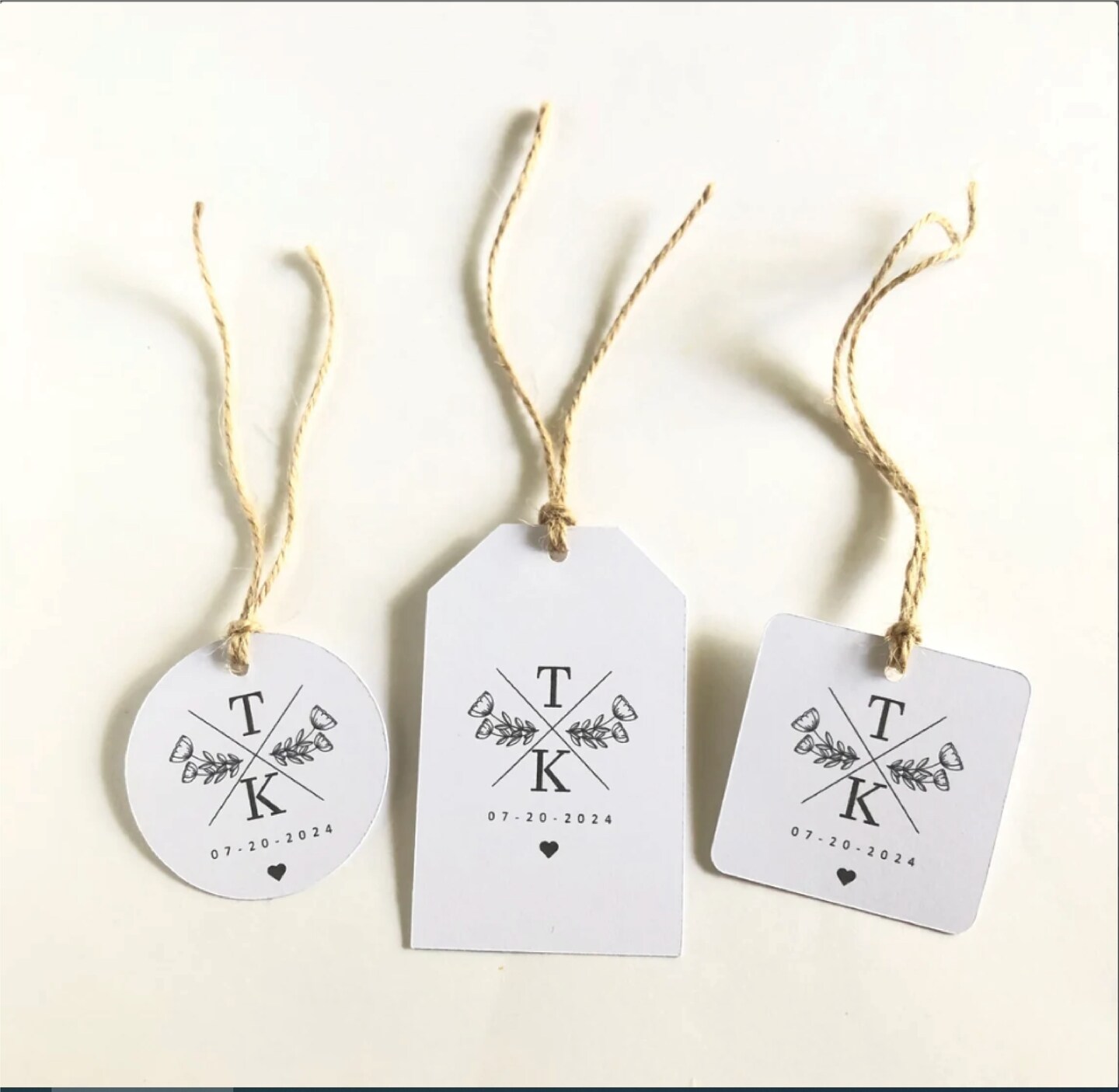 Newlywed Initials Monogram Wedding favor gift tag personalized gift tag ...